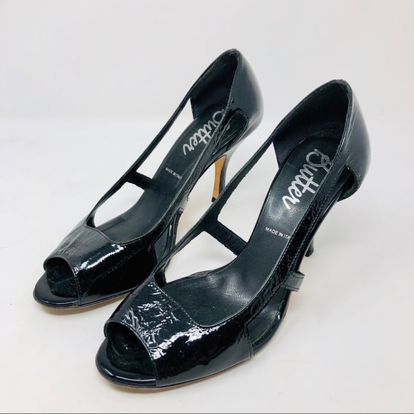 Butter Shoes | Shoes | Butter Crinkled Black Patent Leather Heels Made ...